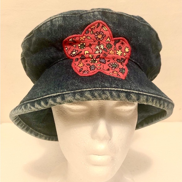 GAP | Accessories | Vintage 9s Gap Dark Jean Bucket Hat Flower Patch ...